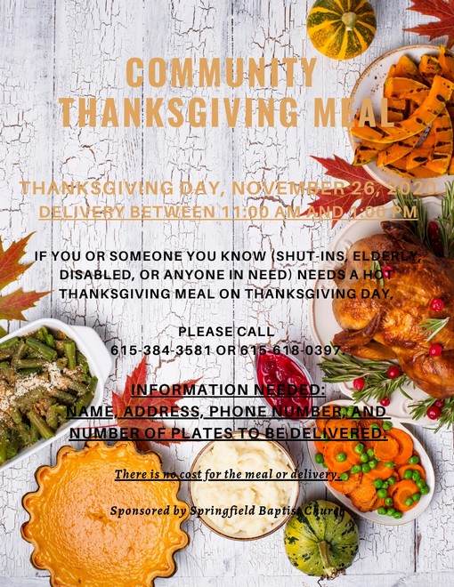 Free Community Thanksgiving Meal For Those In Need By Springfield ...