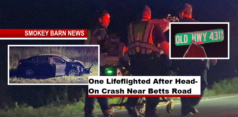 One Lifeflighted After Head-On Crash Near Betts Road - Smokey Barn News